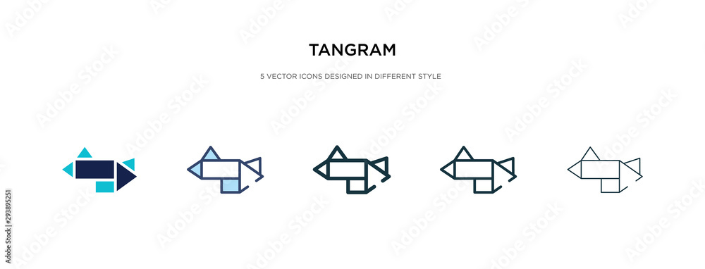 tangram icon in different style vector illustration. two colored and ...