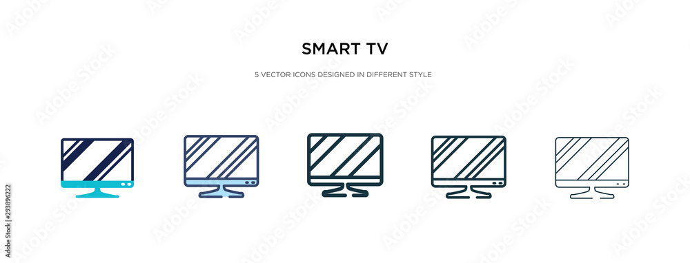smart tv icon in different style vector illustration. two colored and ...