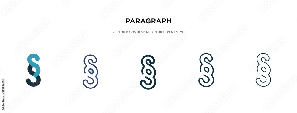 paragraph icon in different style vector illustration. two colored and ...