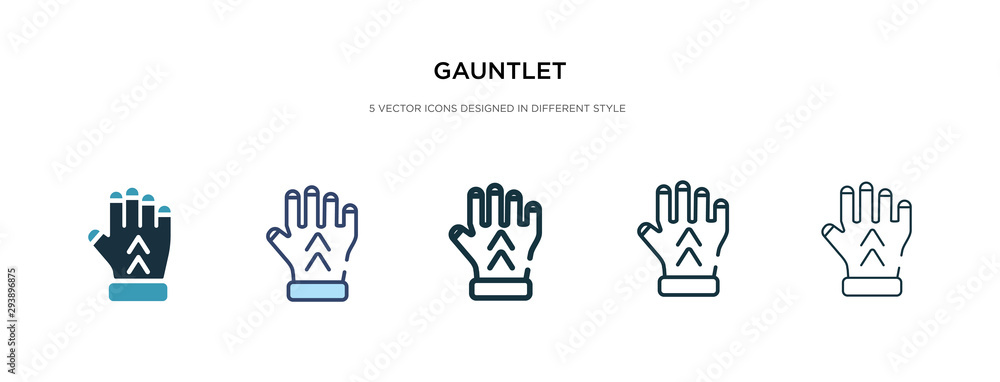 gauntlet icon in different style vector illustration. two colored and ...