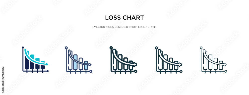 loss chart icon in different style vector illustration. two colored and ...