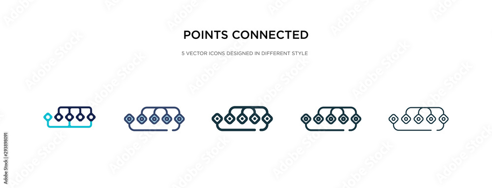 points connected chart icon in different style vector illustration. two ...