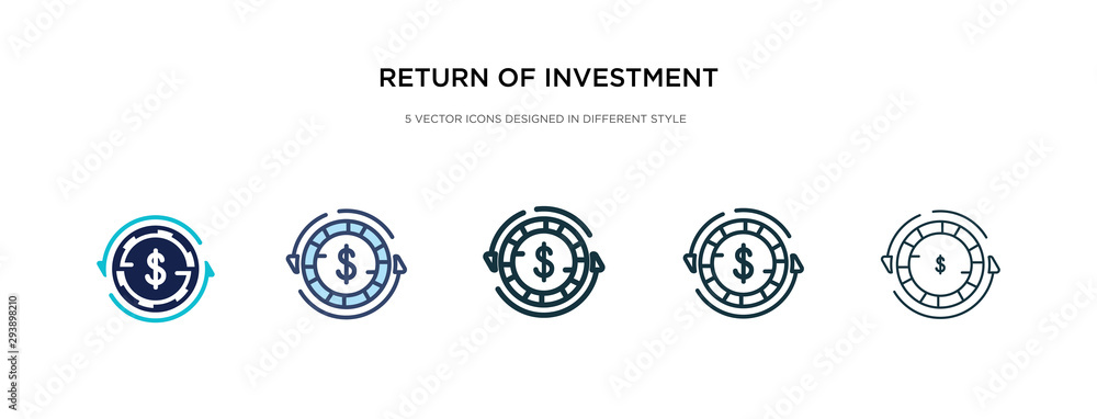 return of investment icon in different style vector illustration. two ...