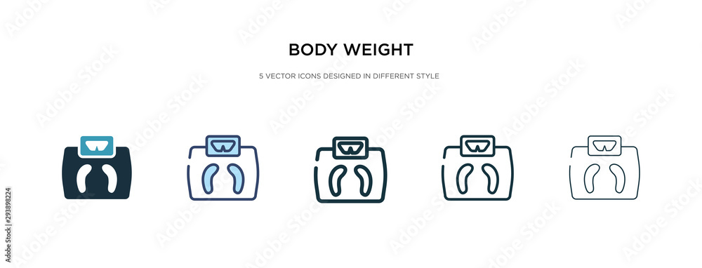 body weight icon in different style vector illustration. two colored ...
