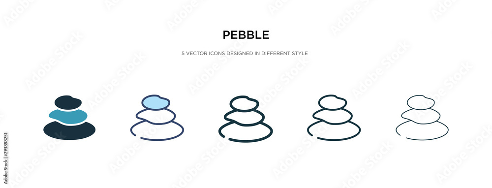 pebble icon in different style vector illustration. two colored and ...