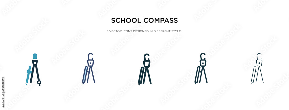 school compass icon in different style vector illustration. two colored ...