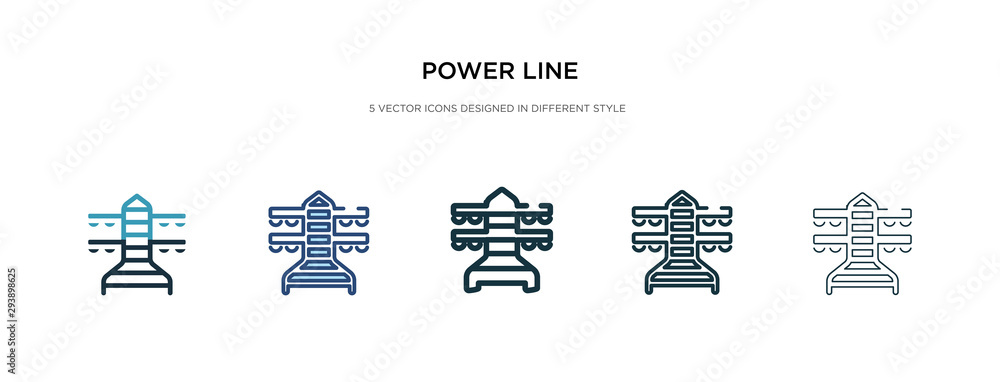 power line icon in different style vector illustration. two colored and ...