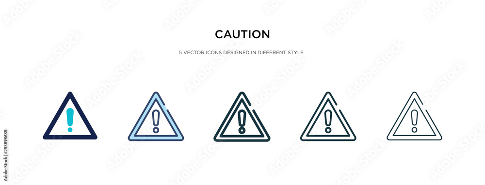 Vetor de caution icon in different style vector illustration. two ...