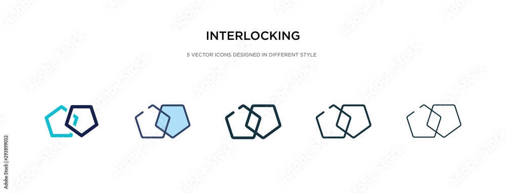 interlocking icon in different style vector illustration. two colored ...
