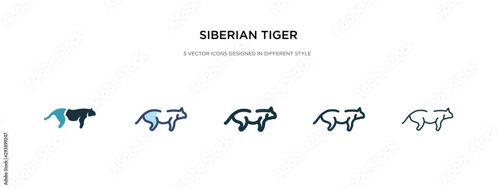 siberian tiger icon in different style vector illustration. two colored ...