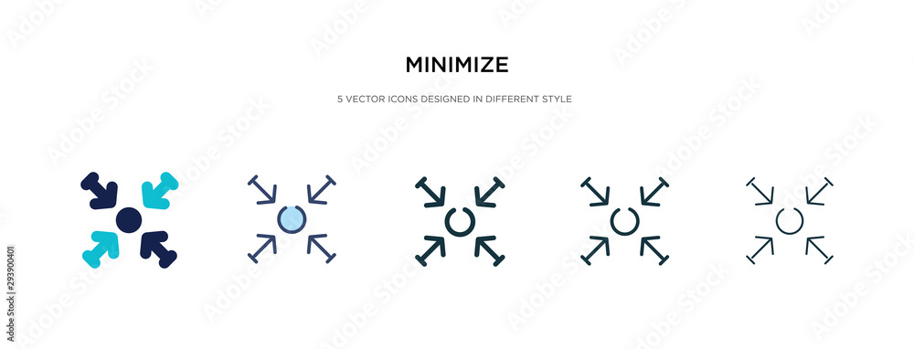 minimize icon in different style vector illustration. two colored and ...