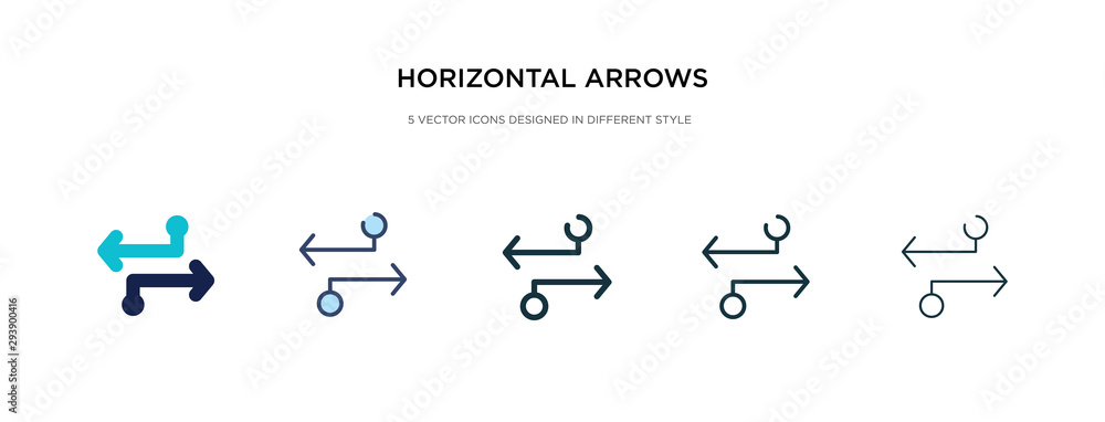 horizontal arrows icon in different style vector illustration. two ...
