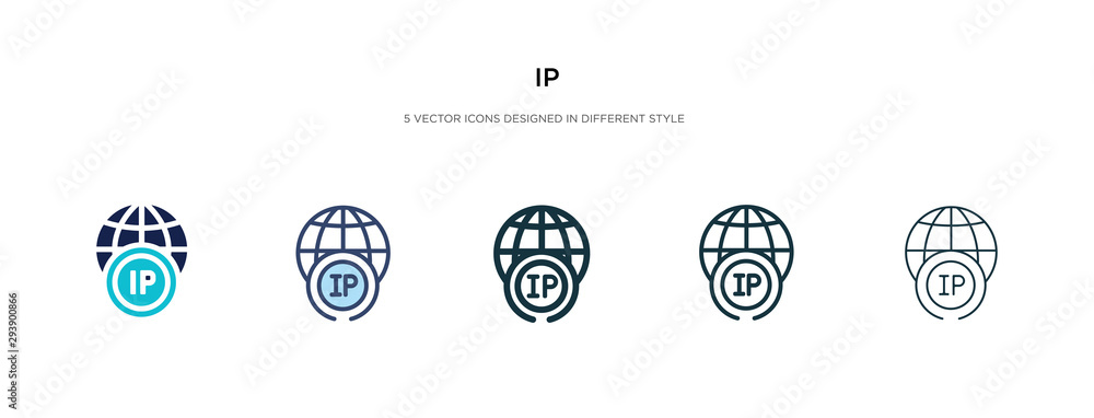 ip icon in different style vector illustration. two colored and black ...