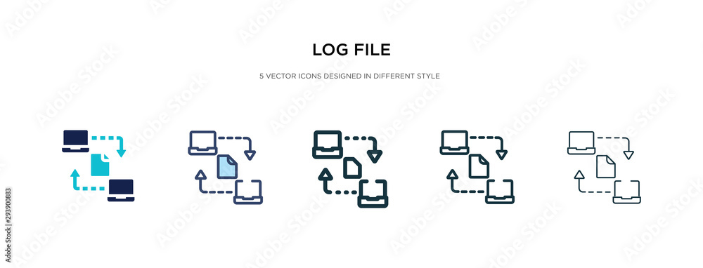 log file icon in different style vector illustration. two colored and ...