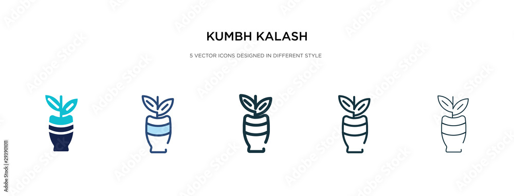 kumbh kalash icon in different style vector illustration. two colored ...
