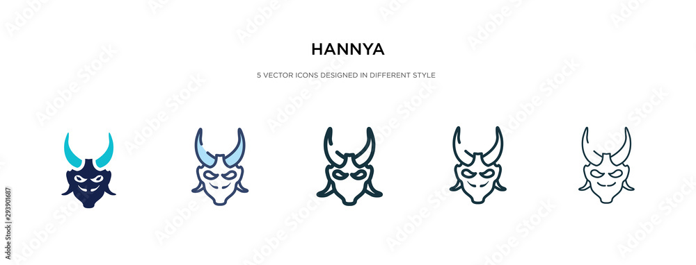 hannya icon in different style vector illustration. two colored and ...