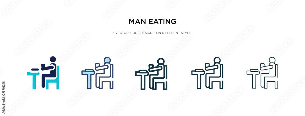 man eating icon in different style vector illustration. two colored and ...