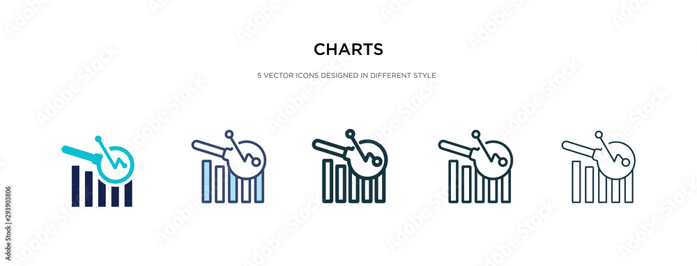 charts icon in different style vector illustration. two colored and ...