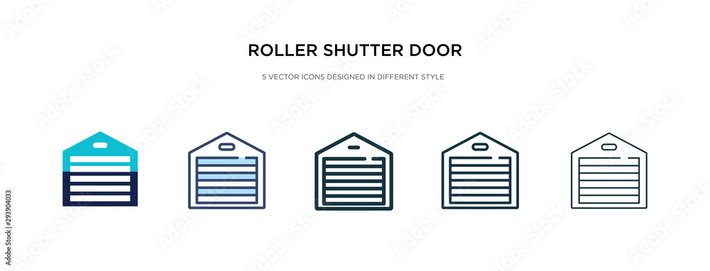 roller shutter door icon in different style vector illustration. two ...