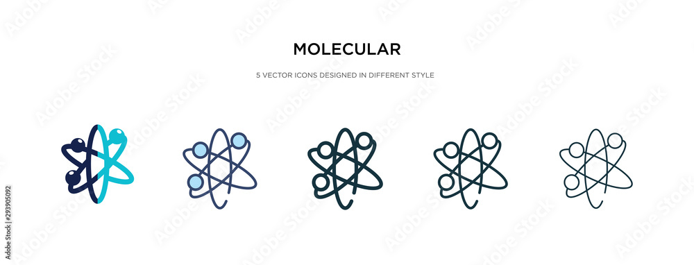 molecular icon in different style vector illustration. two colored and ...