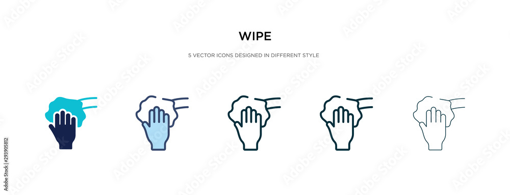 wipe icon in different style vector illustration. two colored and black ...