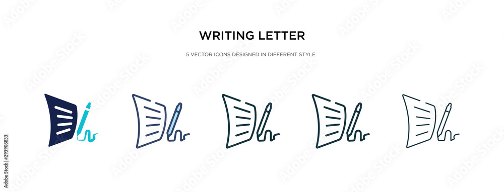 writing letter icon in different style vector illustration. two colored ...