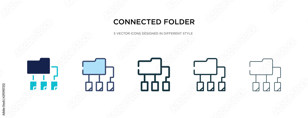connected folder data icon in different style vector illustration. two ...
