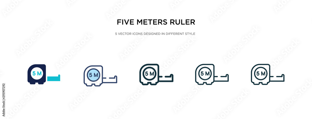 five meters ruler icon in different style vector illustration. two ...