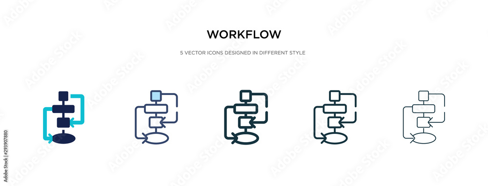 workflow icon in different style vector illustration. two colored and ...