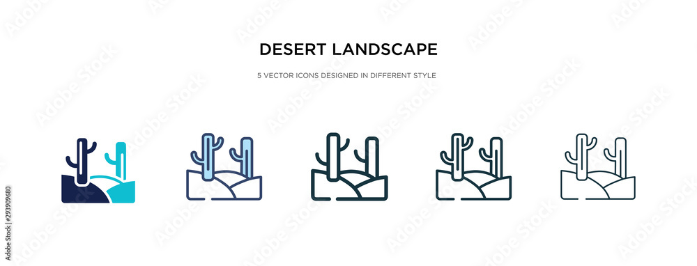 desert landscape icon in different style vector illustration. two ...