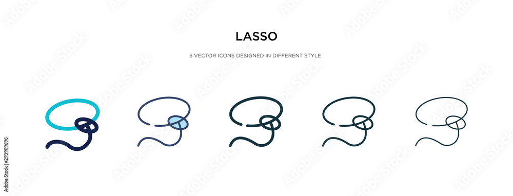 lasso icon in different style vector illustration. two colored and ...