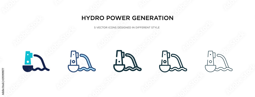 hydro power generation icon in different style vector illustration. two ...