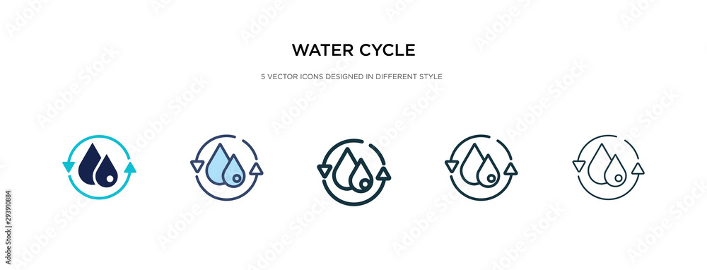 water cycle icon in different style vector illustration. two colored ...