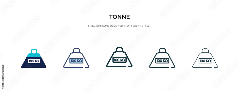 tonne icon in different style vector illustration. two colored and ...
