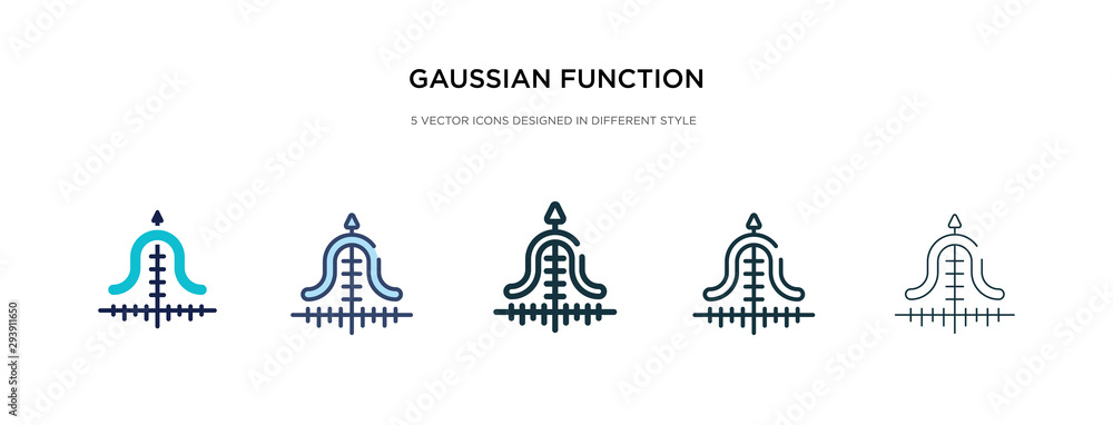 gaussian function icon in different style vector illustration. two ...