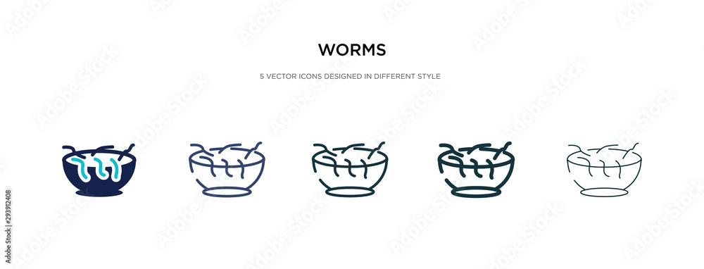 worms icon in different style vector illustration. two colored and ...