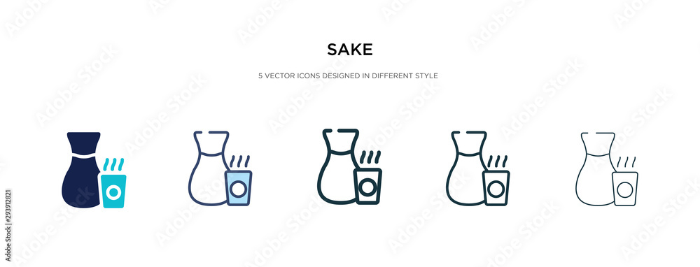 sake icon in different style vector illustration. two colored and black ...