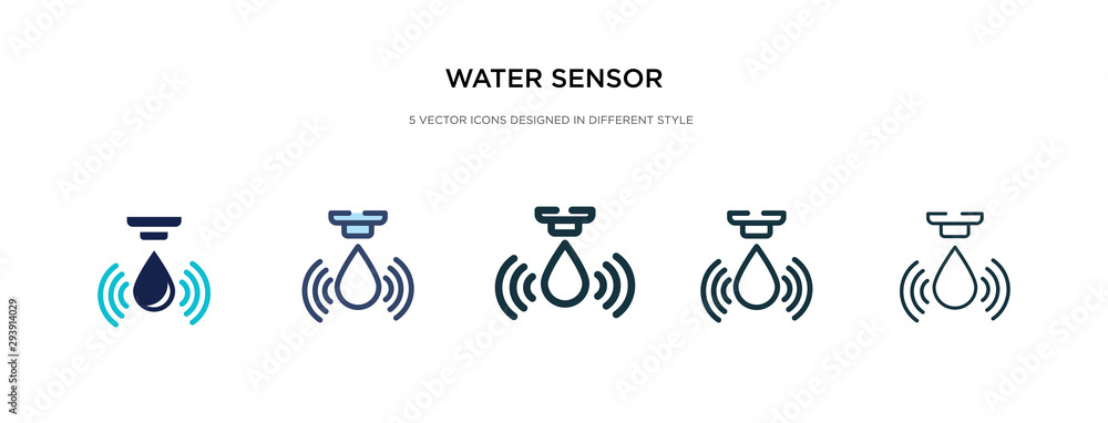 water sensor icon in different style vector illustration. two colored ...