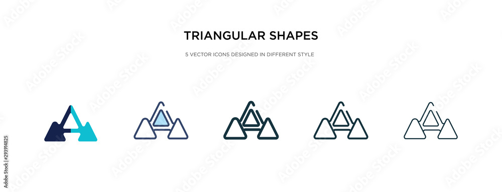 triangular shapes forming waves icon in different style vector ...