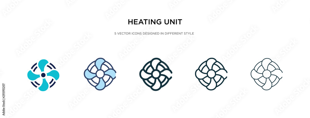 heating unit icon in different style vector illustration. two colored ...