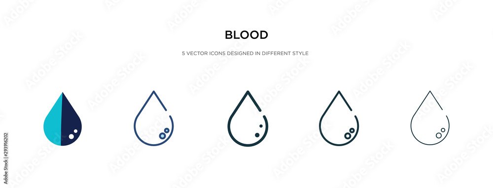 blood icon in different style vector illustration. two colored and ...