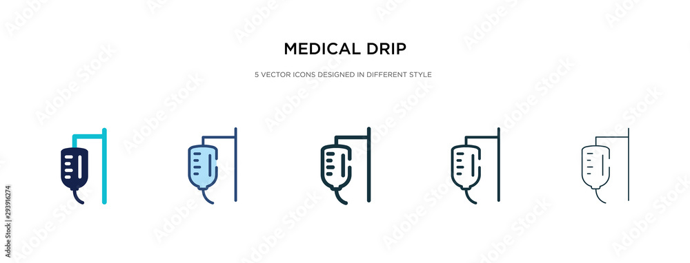 medical drip icon in different style vector illustration. two colored ...