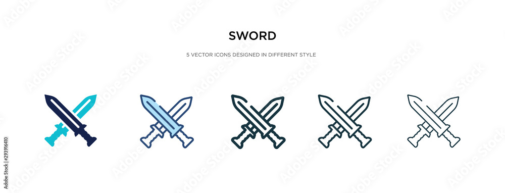 sword icon in different style vector illustration. two colored and ...