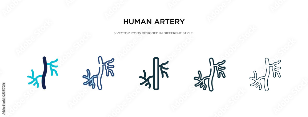 human artery icon in different style vector illustration. two colored ...