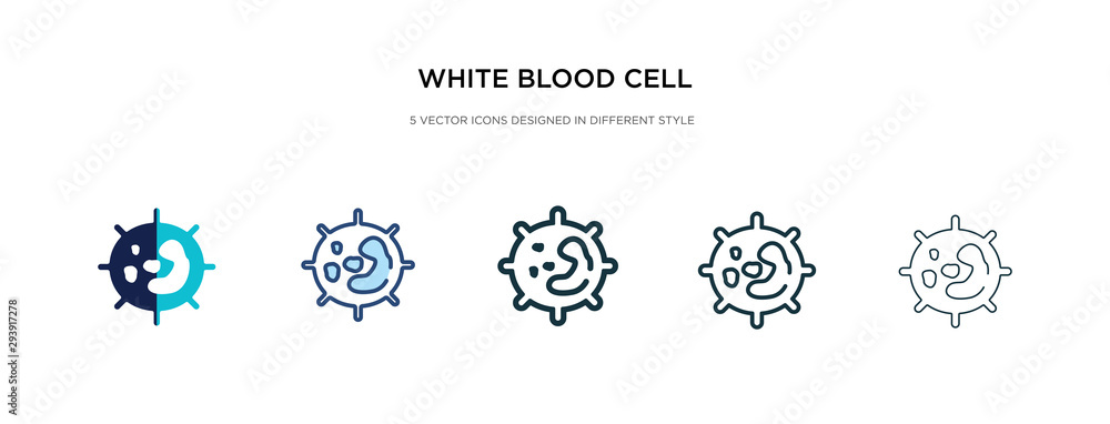 white blood cell icon in different style vector illustration. two ...