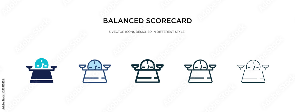 balanced scorecard icon in different style vector illustration. two ...