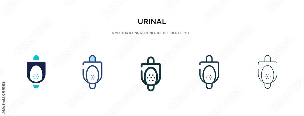urinal icon in different style vector illustration. two colored and black urinal vector icons ...