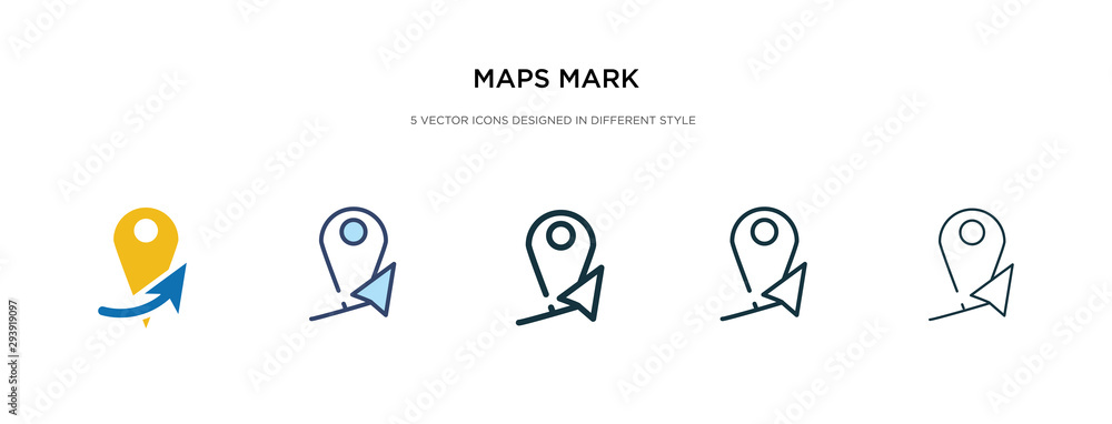 maps mark icon in different style vector illustration. two colored and ...