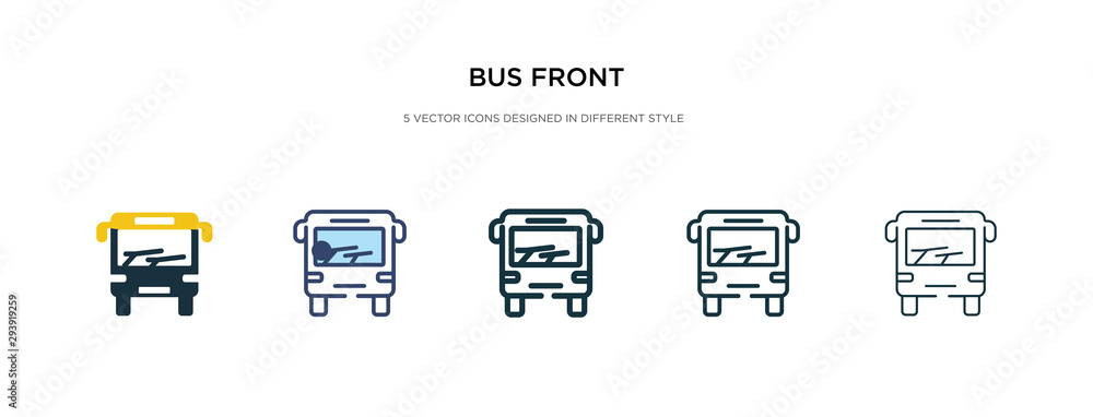 bus front icon in different style vector illustration. two colored and ...