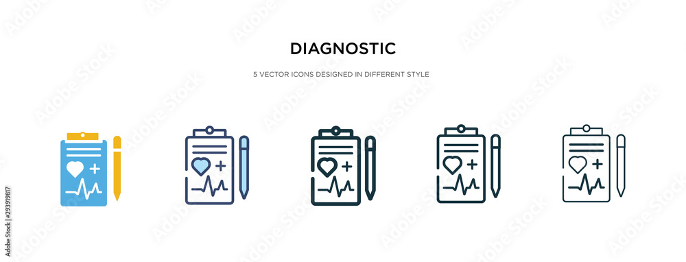 diagnostic icon in different style vector illustration. two colored and ...